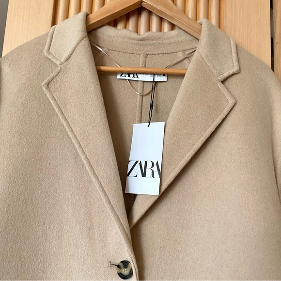 Zara | Jackets & Coats | Zara Double Faced Wool Blend Coat Cream Beige | Poshmark
